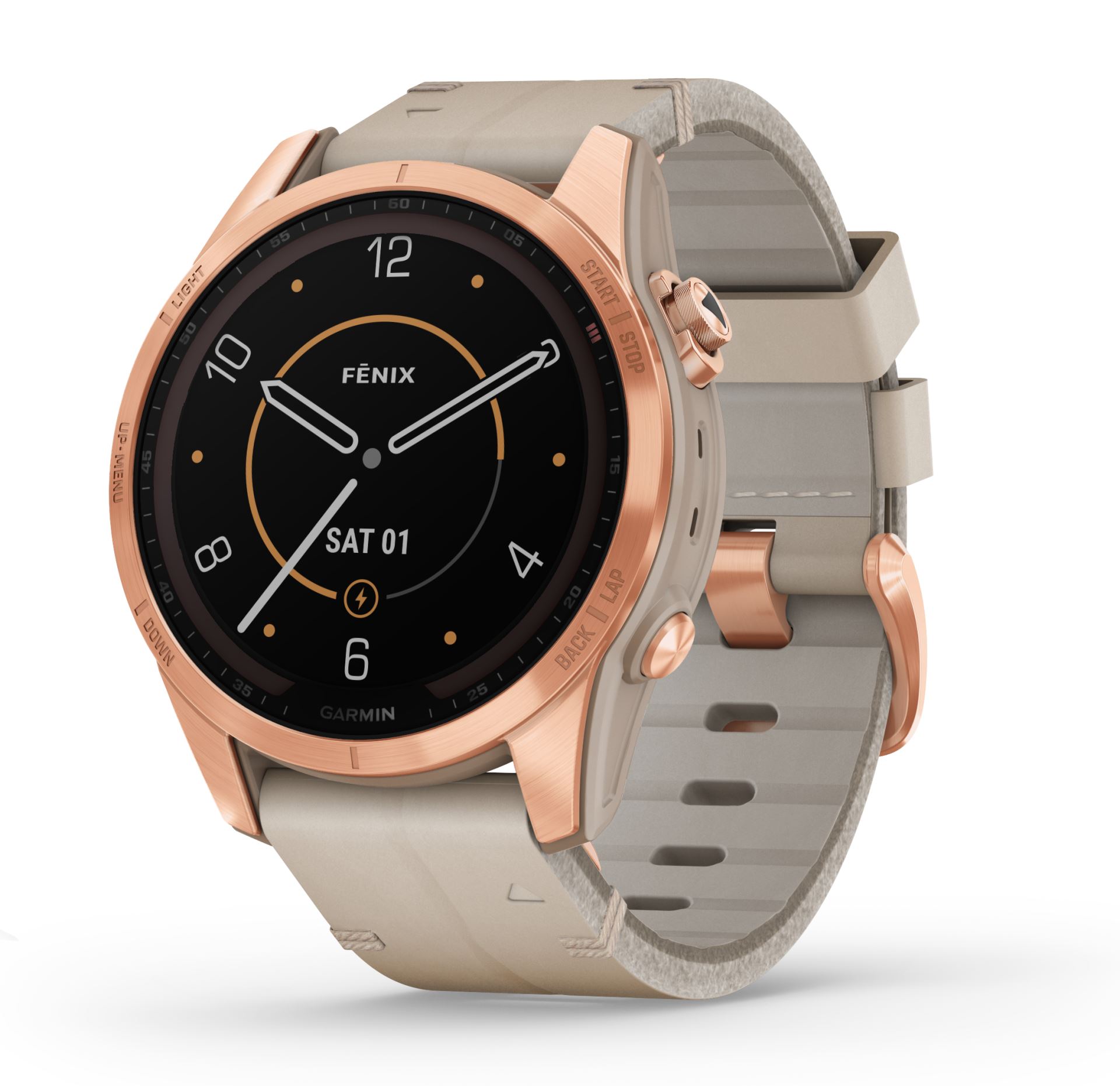 Garmin - Titan Rose Gold / Rose Gold Band and Limestone Leather Band ...