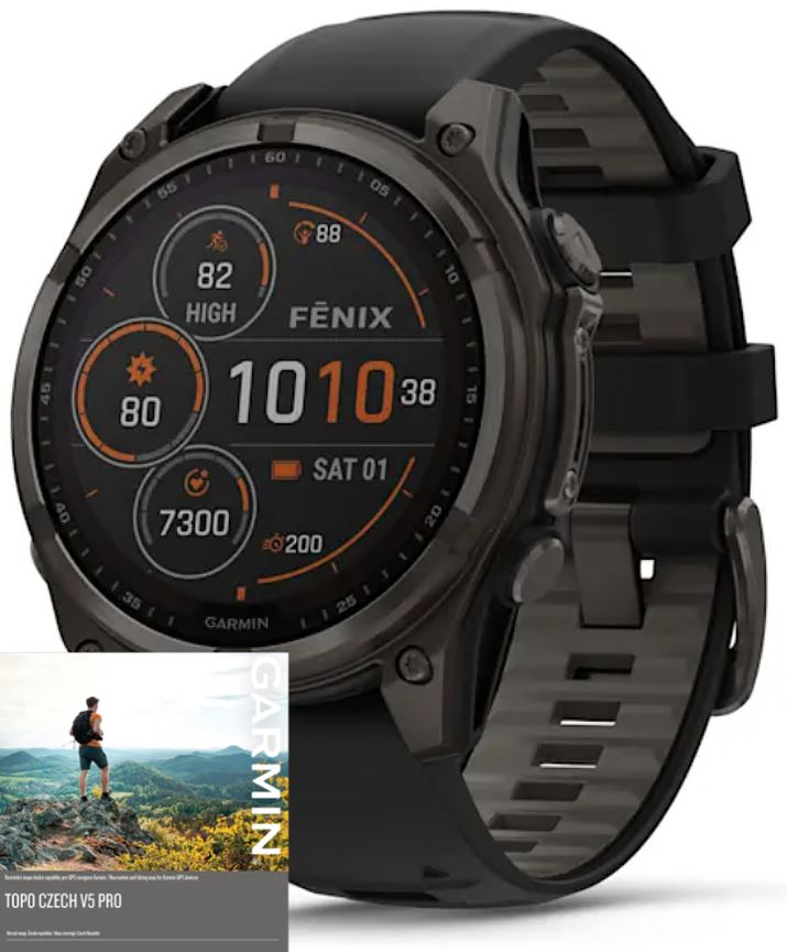 Garmin - Fenix 8 – 47 mm, Solar, Sapphire Glass, MIP Display, Carbon ...